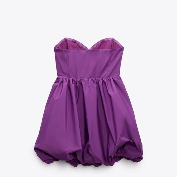 Zara | Dresses | Zara Voluminous Strapless Purple Dress In Xs | Poshmark